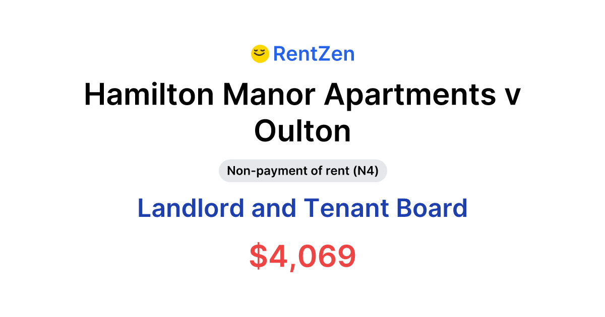 Hamilton Manor Apartments v Oulton | Landlord Tenant Board Order