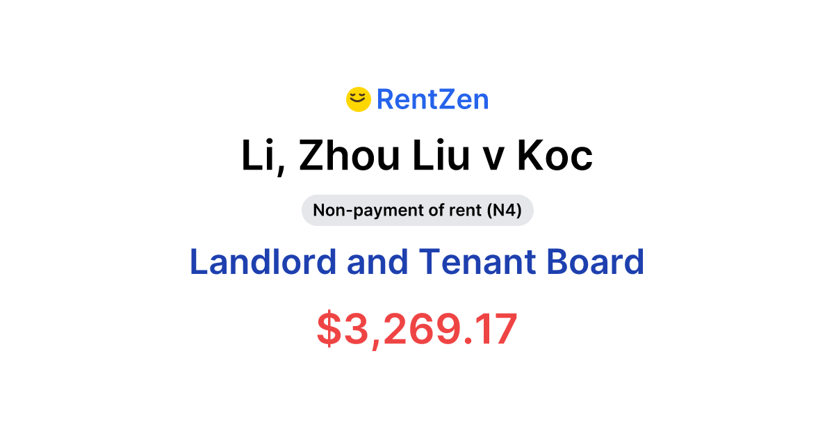 Li, Zhou Liu v Koc - Landlord Tenant Board Order