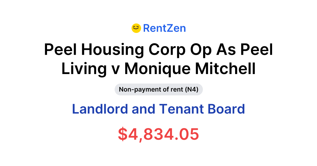 Peel Housing Corp Op As Peel Living v Monique Mitchell - Landlord ...