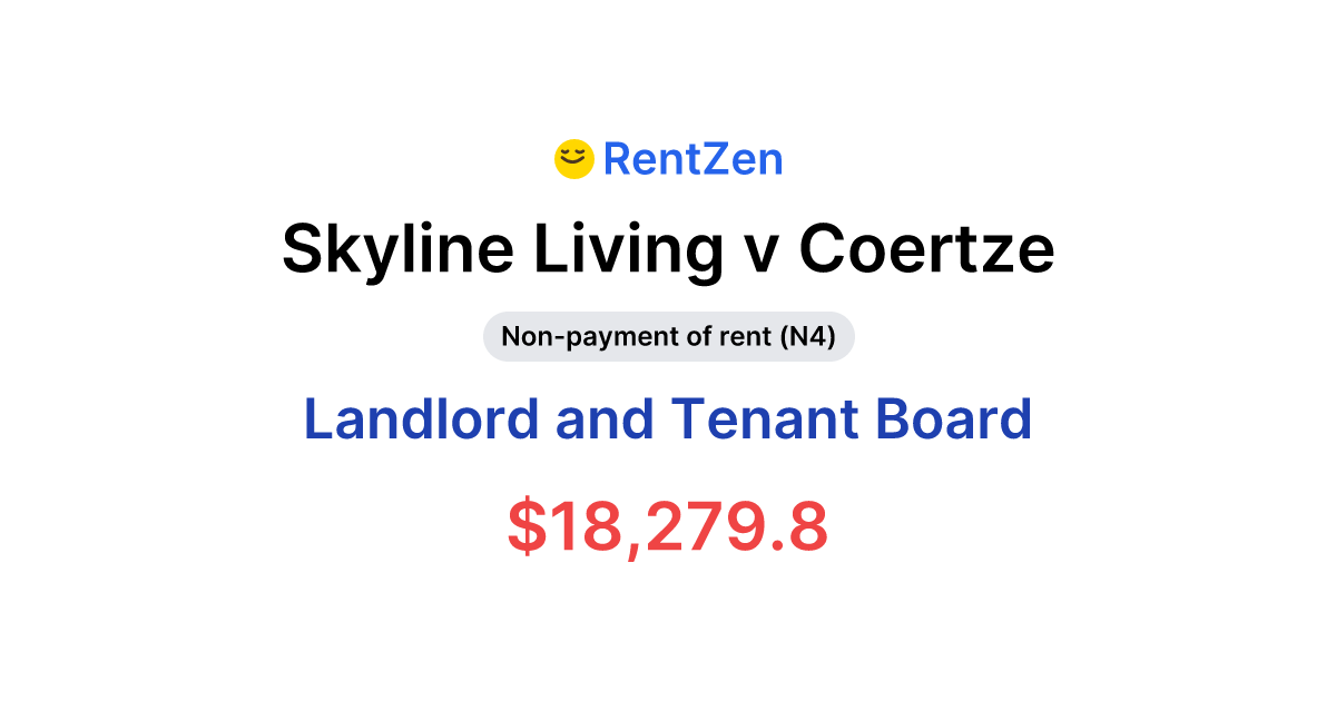 Skyline Living v Coertze - Landlord Tenant Board Order