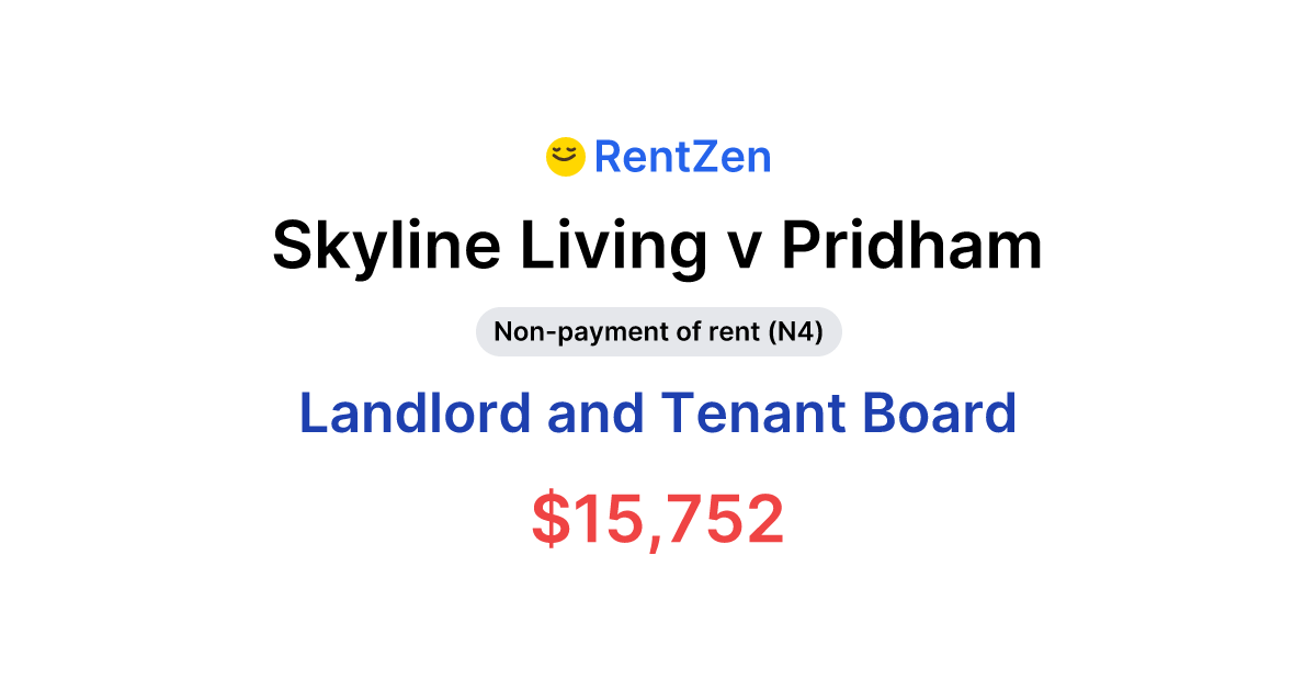 Skyline Living v Pridham - Landlord Tenant Board Order