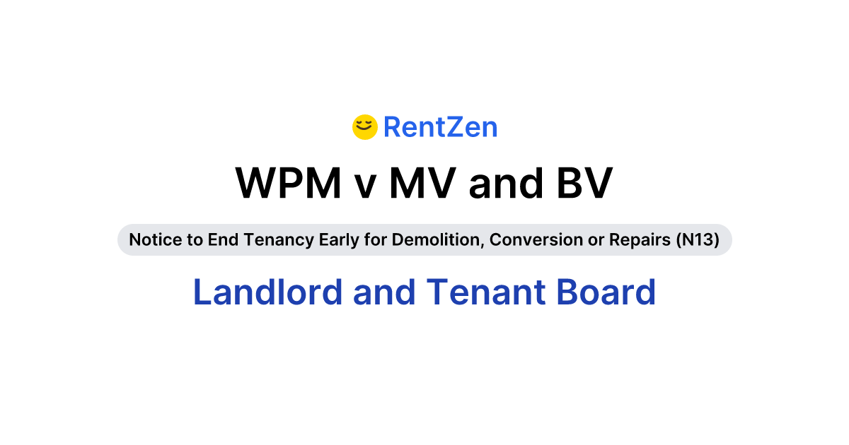 WPM v MV and BV - Landlord Tenant Board Order