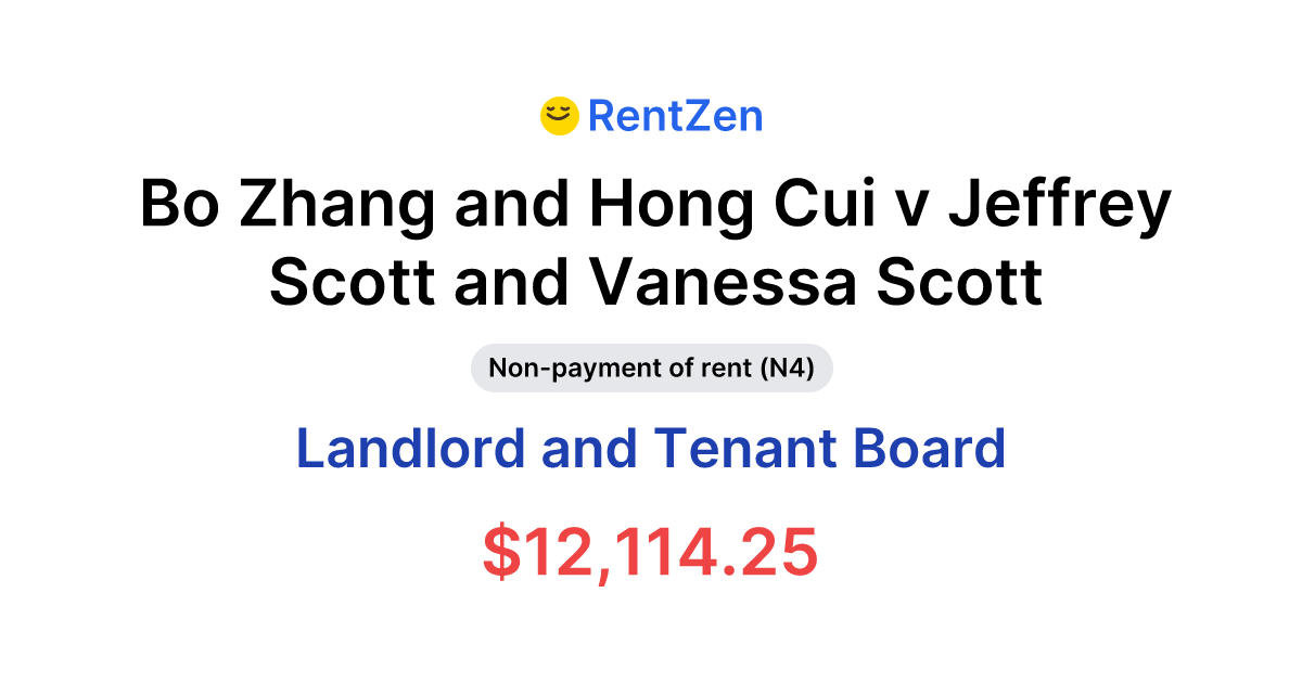 Bo Zhang and Hong Cui v Jeffrey Scott and Vanessa Scott - Landlord ...