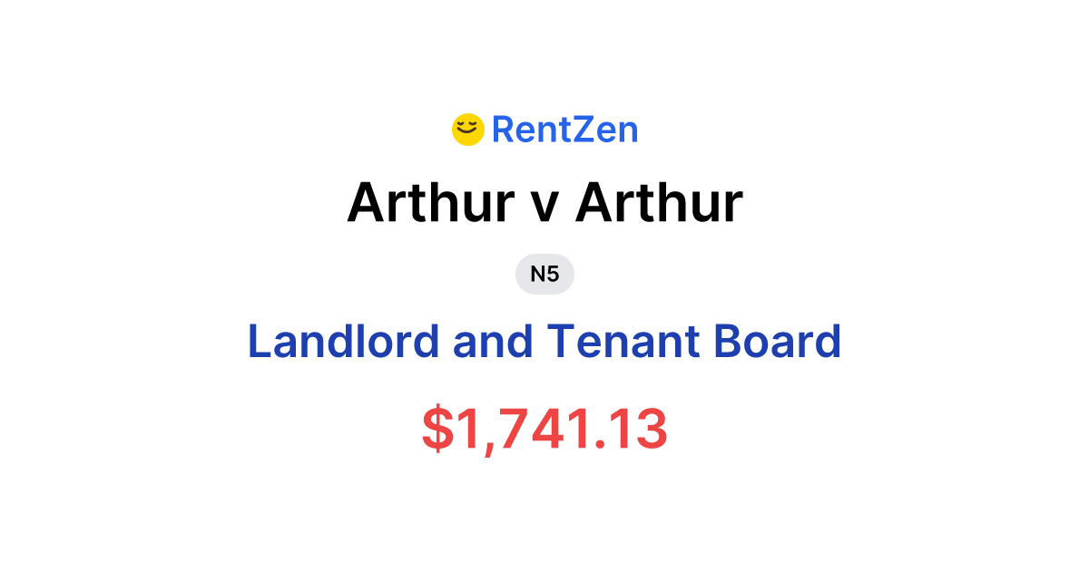 Arthur v Arthur - Landlord Tenant Board Order