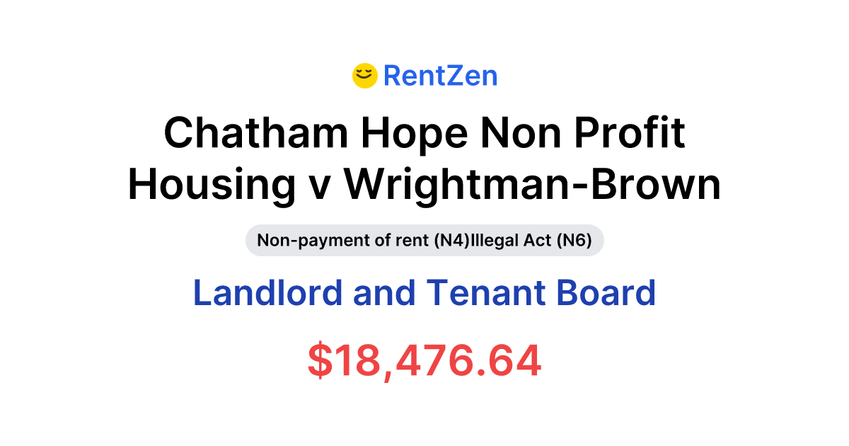 Chatham Hope Non Profit Housing v Wrightman-Brown - Landlord Tenant Board Order