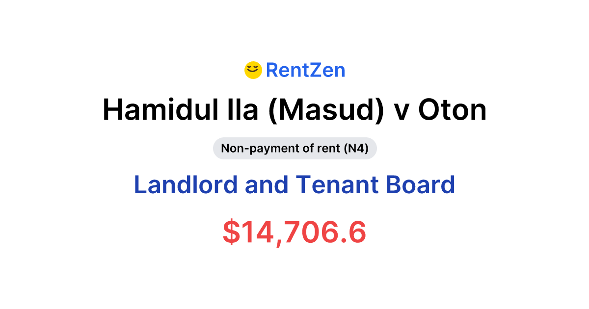 Hamidul Ila (Masud) v Oton - Landlord Tenant Board Order