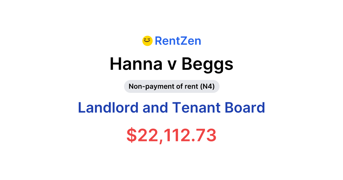 Hanna v Beggs | Landlord Tenant Board Order