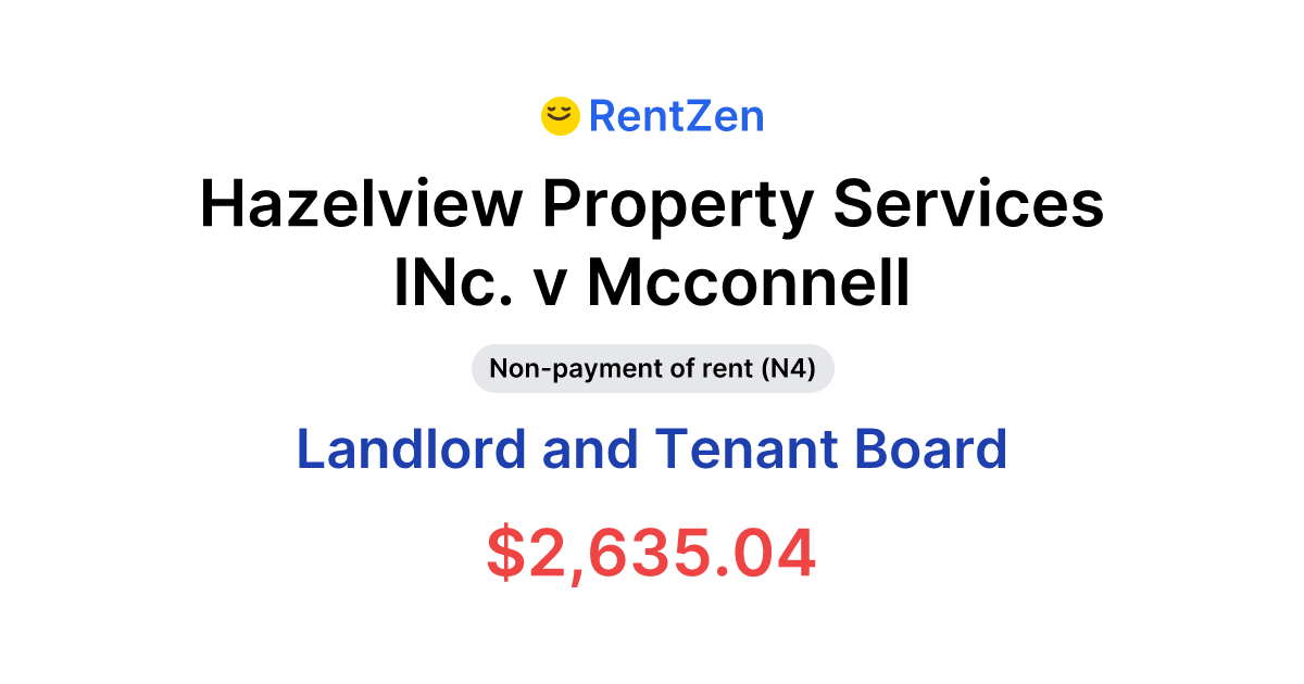 Hazelview Property Services INc. v Mcconnell - Landlord Tenant Board Order