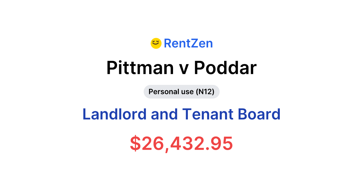 Pittman v Poddar - Landlord Tenant Board Order