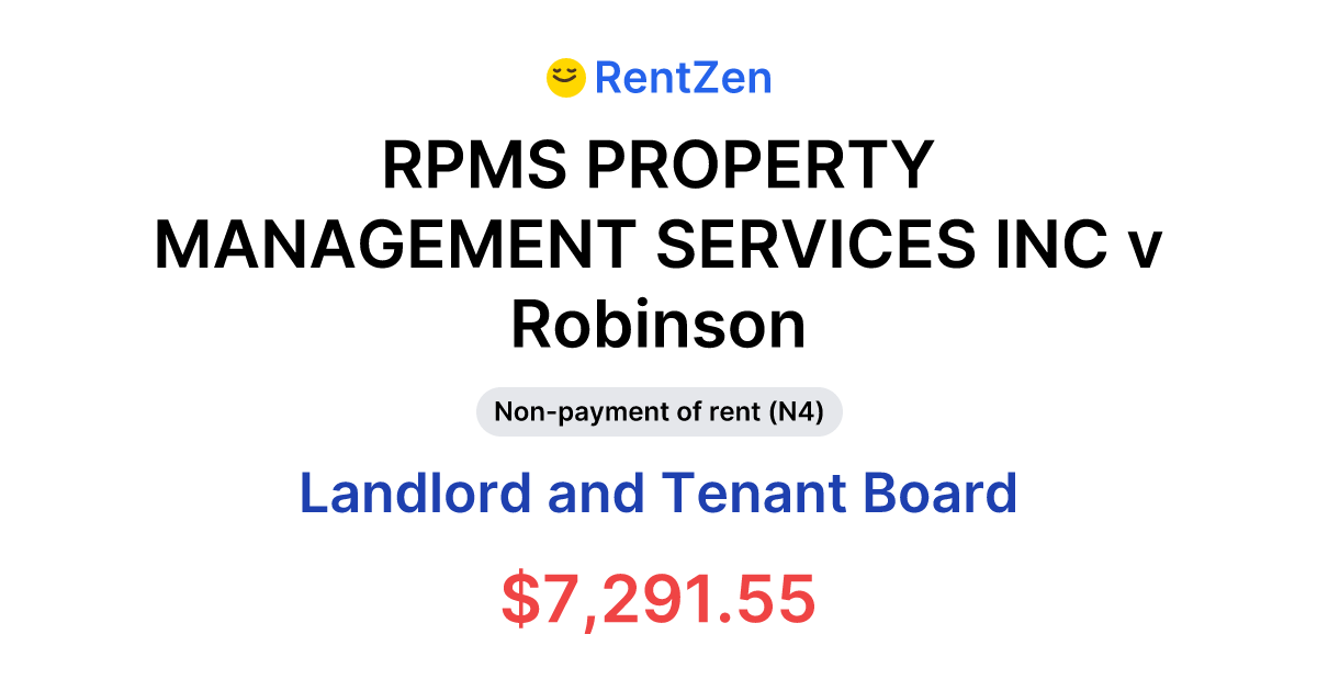 RPMS PROPERTY MANAGEMENT SERVICES INC v Robinson | Landlord Tenant ...