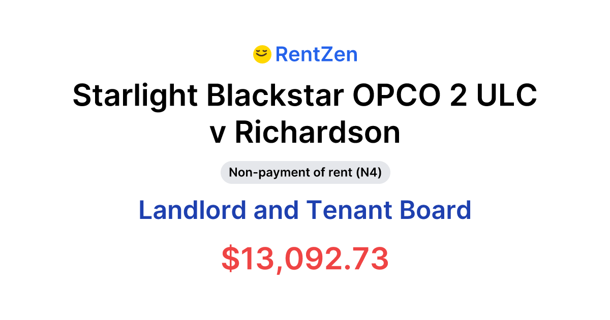 Starlight Blackstar OPCO 2 ULC v Richardson - Landlord Tenant Board Order
