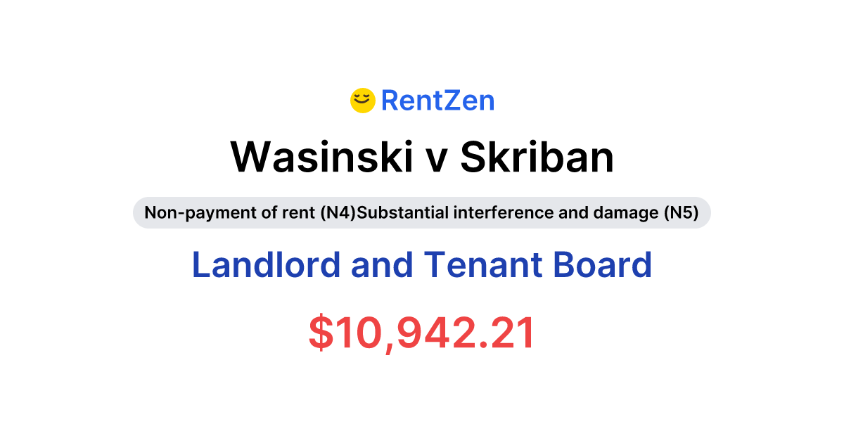 Wasinski v Skriban | Landlord Tenant Board Order