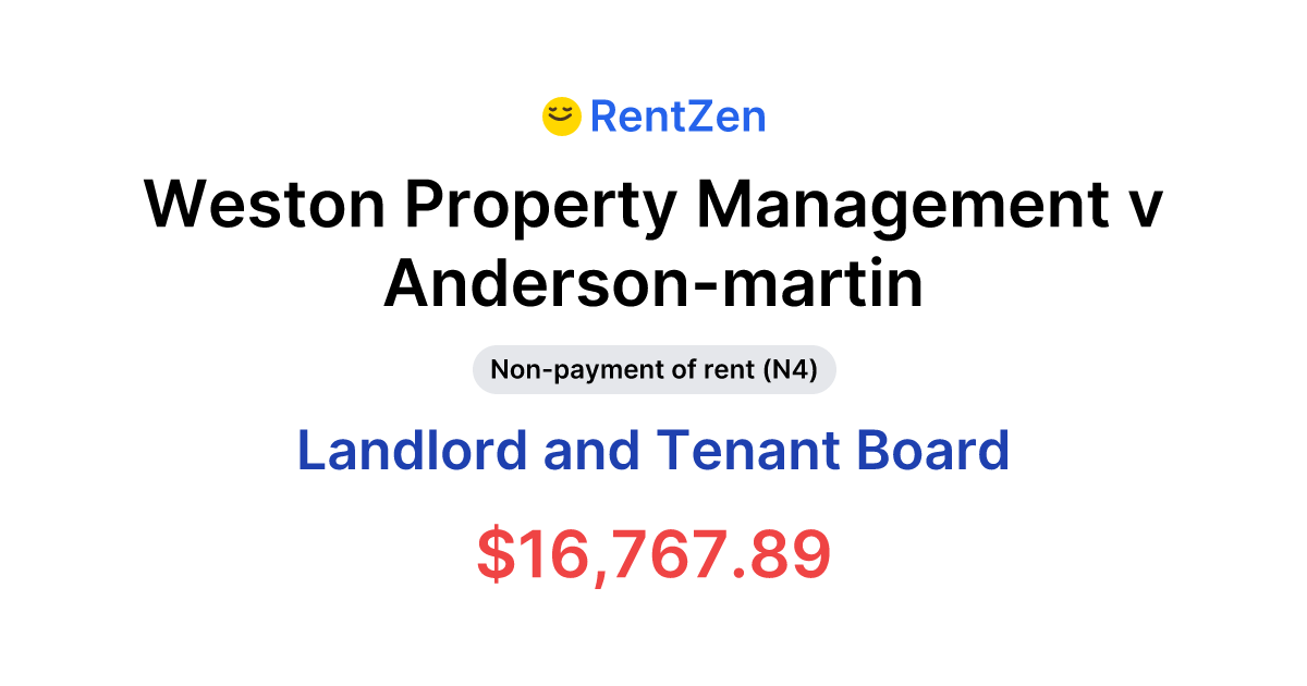 Weston Property Management v Anderson-martin | Landlord Tenant Board Order